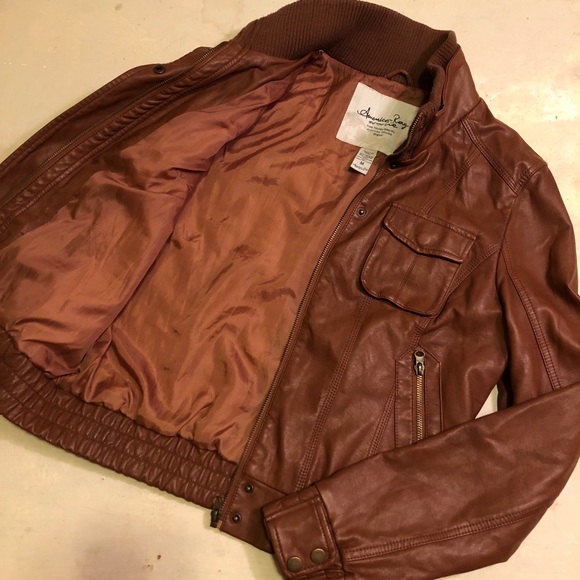 American Rag | Jackets & Coats | American Rag Brown Faux Leather Bomber ...